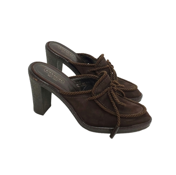Coach | Shoes | Coach Vintage Rope Detail Suede Leather Slipon Heeled ...